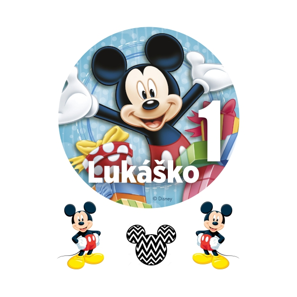 Jedlý obrázek na dort Mickey Mouse se jménem